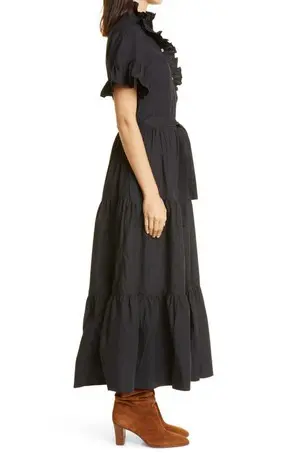 Mille Victoria Ruffle Front Dress - Black