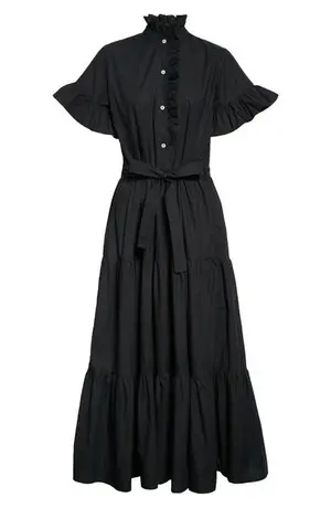 Mille Victoria Ruffle Front Dress - Black