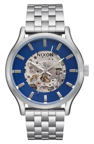 Nixon Spectra Automatic Bracelet Watch Navy Sunray/silver