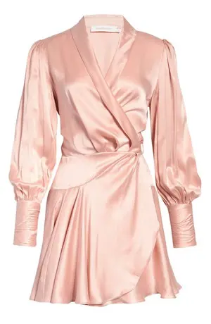 Zimmermann Long Sleeve Silk Wrap Minidress