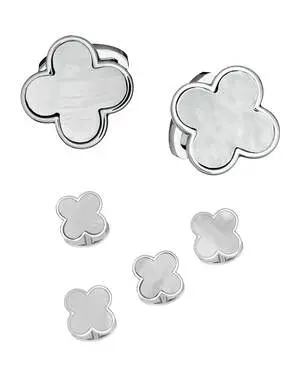 JAN LESLIE Mother-of-pearl Clover Cufflink Stud Set - One-color