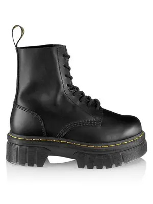 Dr. Martens Women's Audrick 8-Eye Leather Combat Boots - Black  - Black