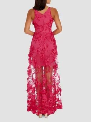 Dress The Population Sidney Sheer Lace Gown - Begonia