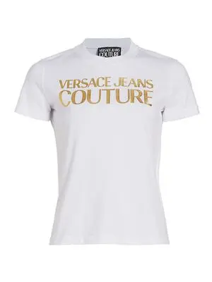 Versace Women's Iconic Logo T-Shirt - Black Gold  - White Gold