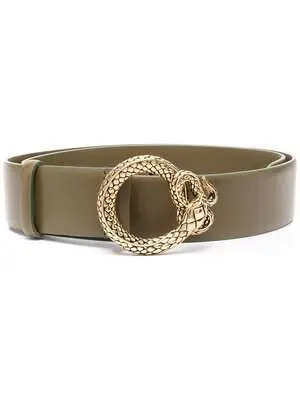 Alberta Ferretti Snake-buckle Leather Belt - Green