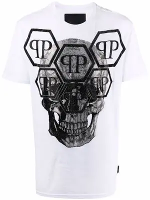Philipp Plein Crystal Skull Logo T-shirt - White