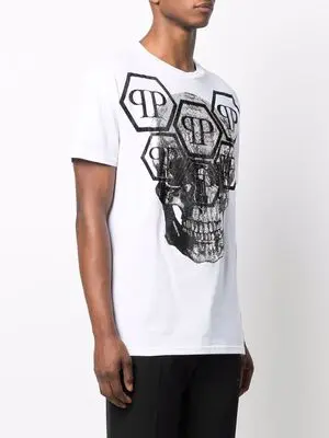Philipp Plein Crystal Skull Logo T-shirt - White