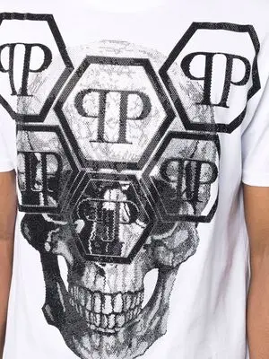 Philipp Plein Crystal Skull Logo T-shirt - White