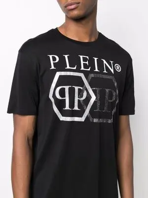 Philipp Plein Hexagon Crystal Logo T-shirt - Black