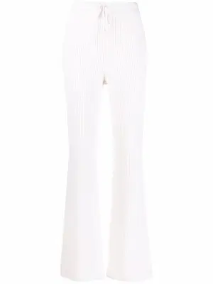 Alberta Ferretti Ribbed Knit Flared Trousers - White