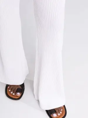 Alberta Ferretti Ribbed Knit Flared Trousers