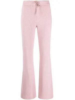 Alberta Ferretti Ribbed Knit Flared Trousers - Pink