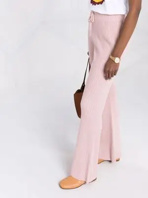 Alberta Ferretti Ribbed Knit Flared Trousers