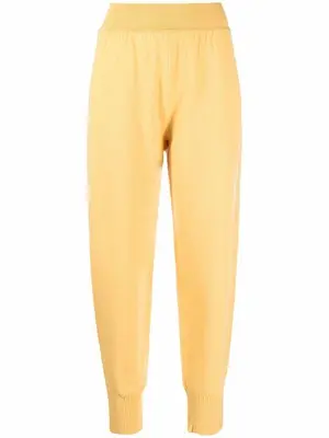 Alberta Ferretti Ribbed Virgin Wool-cashmere Blend Joggers - Yellow