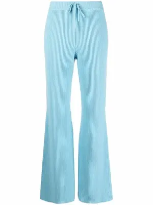 Alberta Ferretti Ribbed Knit Flared Trousers