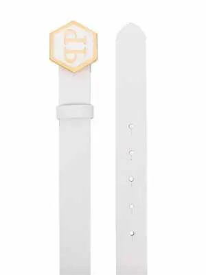 Philipp Plein Hexagon Leather Belt - White