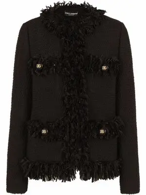 Dolce & Gabbana Single-breasted Bouclé Jacket - Black