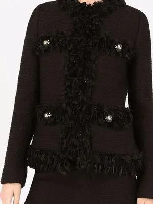 Dolce & Gabbana Single-breasted Bouclé Jacket - Black