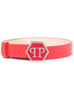 Philipp Plein Hexagon Leather Belt - Red