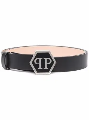 Philipp Plein Hexagon Leather Belt - Black