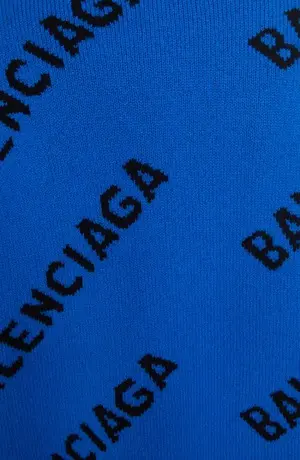 Balenciaga Intarsia Diagonal Logo Oversize Wool Blend Sweater - Blue/black