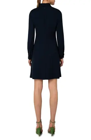 Akris Long Sleeve Crepe Shirtdress