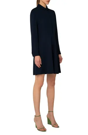 Akris Long Sleeve Crepe Shirtdress