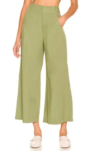 Free People Menorca Cropped Solid Pant In Sage