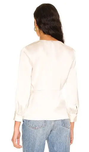 Theory Long Sleeve Twist Blouse In Ivory