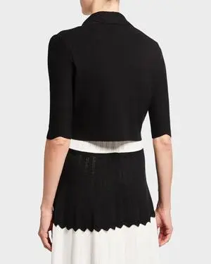 Lela Rose Scalloped Bolero Cardigan - Black