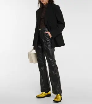 GANNI High-rise Leather Bootcut Pants