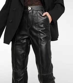 GANNI High-rise Leather Bootcut Pants