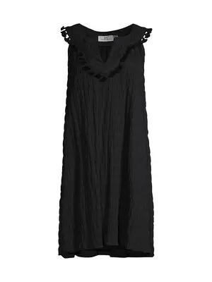 Vineyard Vines St Barths Tassel Stretch-Cotton Dress - Jet Black