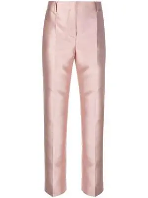Alberta Ferretti Metallic-finish Straight-leg Trousers - Pink