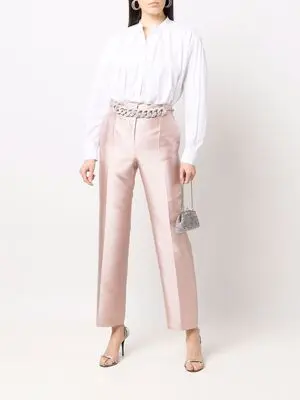 Alberta Ferretti Metallic-finish Straight-leg Trousers