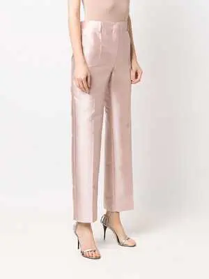 Alberta Ferretti Metallic-finish Straight-leg Trousers