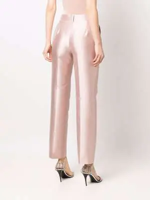 Alberta Ferretti Metallic-finish Straight-leg Trousers