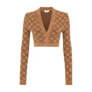 Fendi Velvet And Viscose Cardigan - Beige