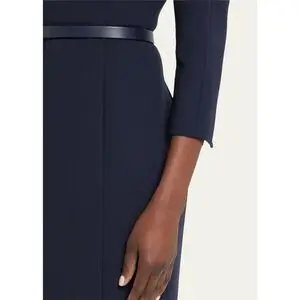 Akris Split-neck Double-face Wool Sheath Dress - Blue