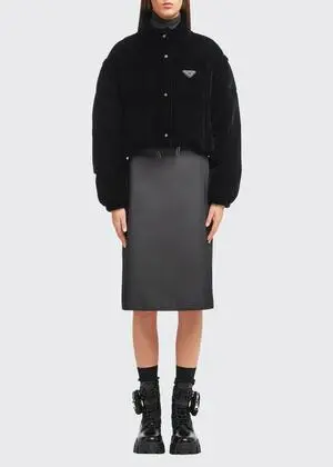 Prada Velvet Cropped Puffer Jacket W/ Detachable Sleeves - F0002nero