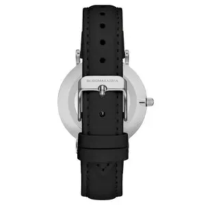 Bcbgmaxazria Classic Two Hand Silver Dial Leather Strap Watch