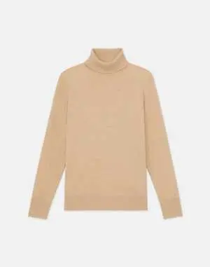 Lafayette 148 New York Cashmere Fitted Turtleneck Sweater - Dune Melange