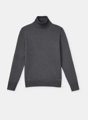 Lafayette 148 New York Cashmere Fitted Turtleneck Sweater - Graphite Melange