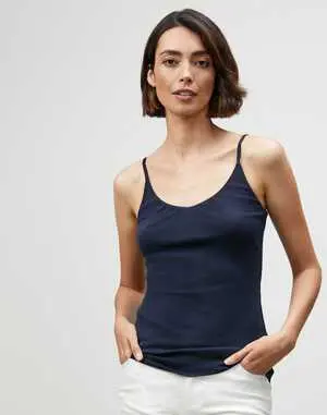 Lafayette 148 New York Jersey Scoop Neck Camisole Tank - Blue