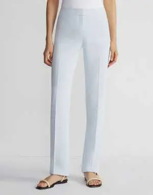 Lafayette 148 New York Crepe High-waisted Straight-leg Pants - Blue