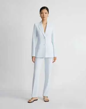 Lafayette 148 New York Crepe High-waisted Straight-leg Pants - Blue