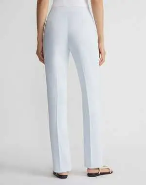 Lafayette 148 New York Crepe High-waisted Straight-leg Pants - Blue