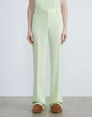 Lafayette 148 New York High-Rise Straight-Leg Crepe Pants Green