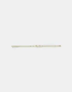Lafayette 148 New York Nappa Leather Skinny Belt Almond