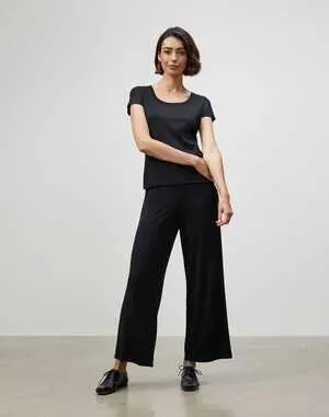 Lafayette 148 New York Cotton Rib Scoop Neck T-shirt - Black